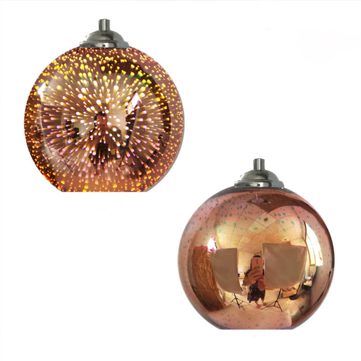 Modern Spherical Pendant Light | 3D Fireworks Glass Shade – Styled House